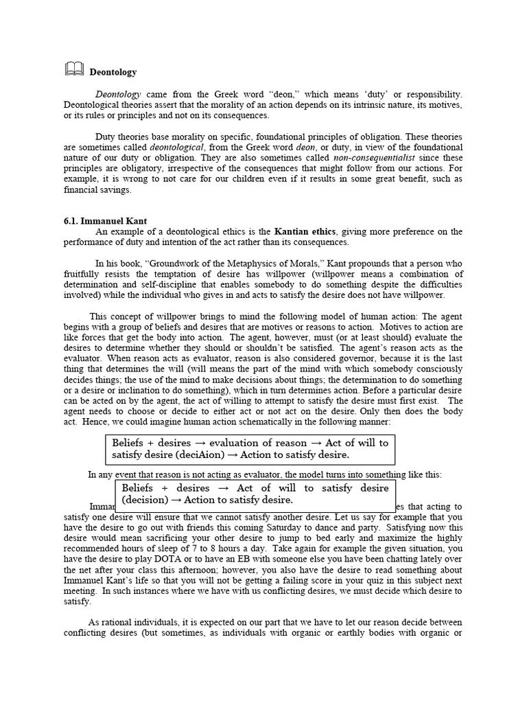 Deontology and Kant | PDF | Reason | Philosophical Theories