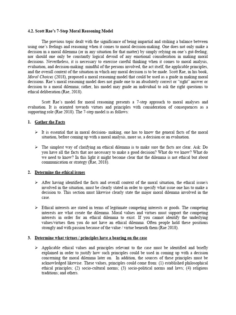 Scott Rae's 7-Step Model | PDF | Reason | Morality