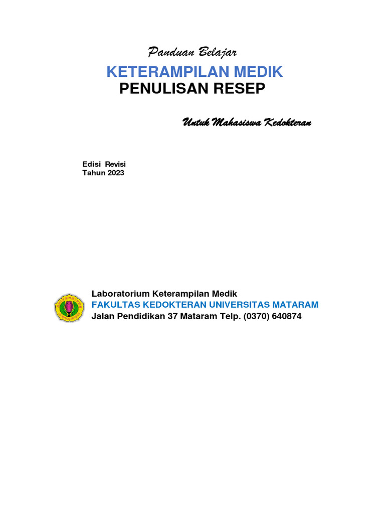 Buku Panduan Penulisan Resep 2023 - Rapi | PDF
