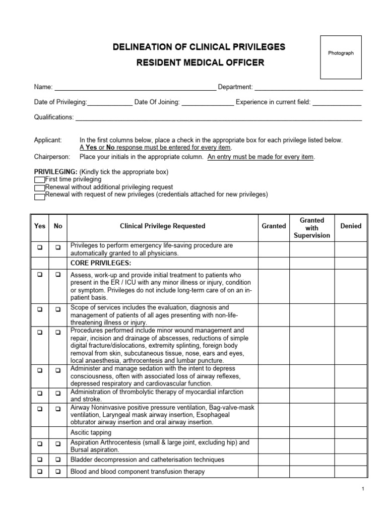 Clinical Privileges for Resident Officers | PDF | Injury | Wound
