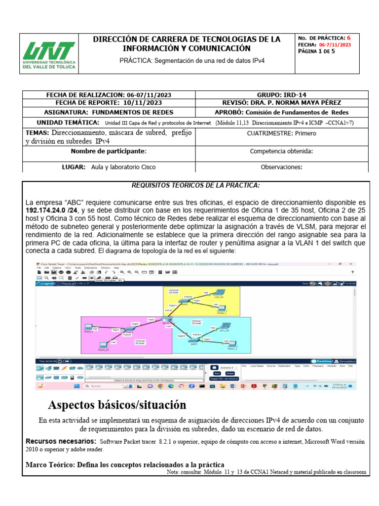 Segmentación de Red IPv4 y VLSM | PDF | Dirección IP | Telecomunicaciones