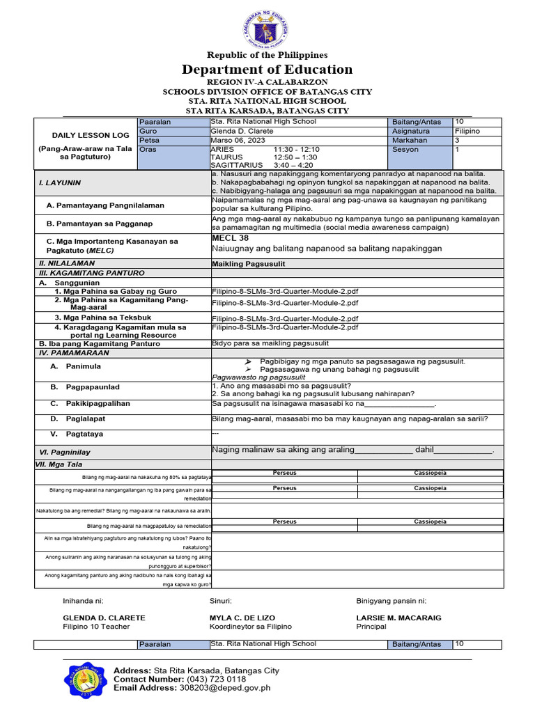 DLP Fil8 Q3 W4 | PDF