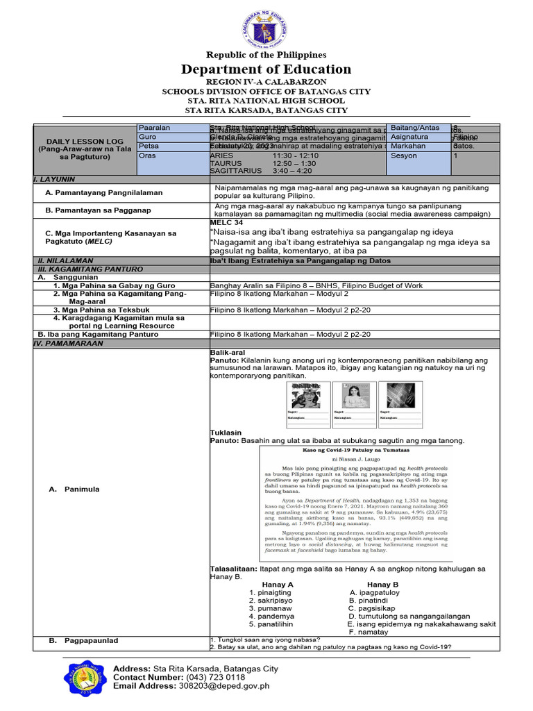 DLP Fil8 Q3 W2 | PDF