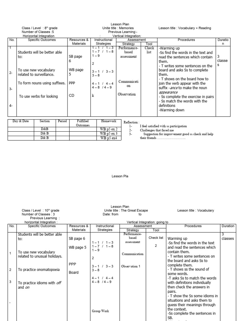 Planning Week 2 | PDF | Lesson Plan | Linguistic Morphology