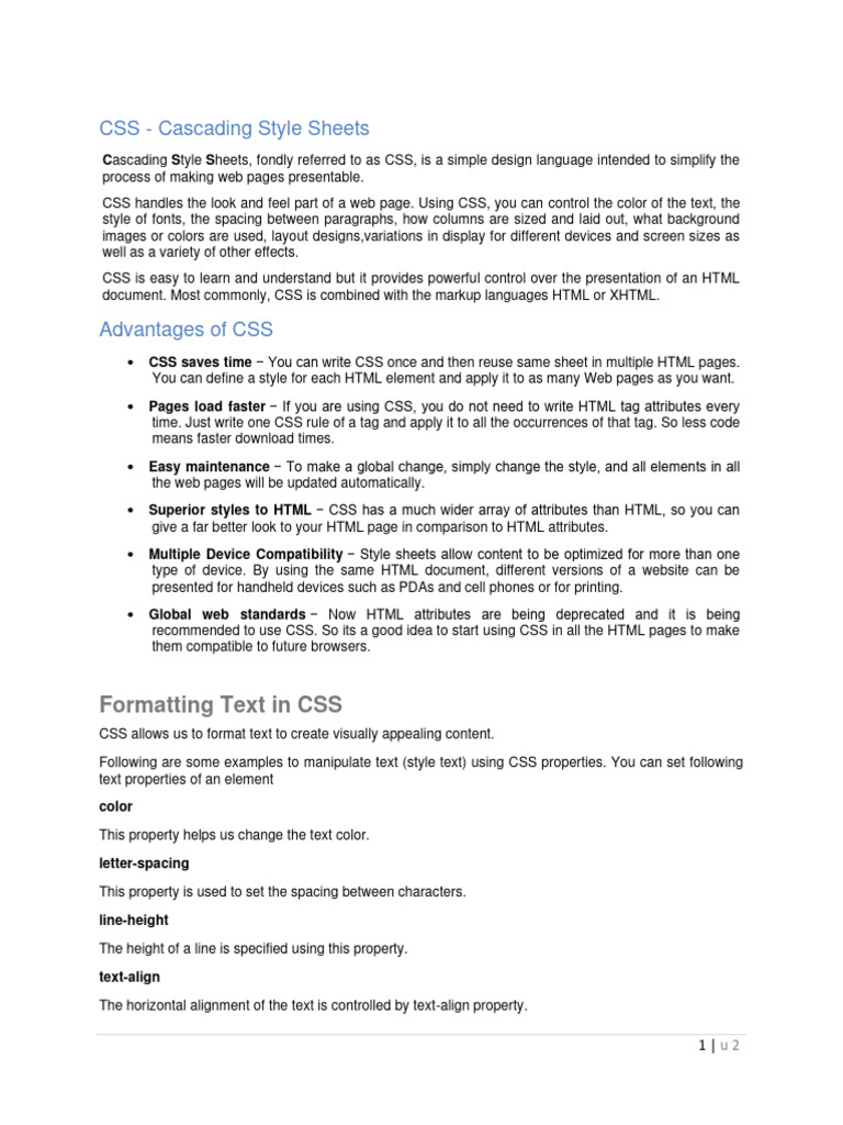 CSS - Cascading Style Sheets: Formatting Text in CSS | PDF | Dynamic Html | Html