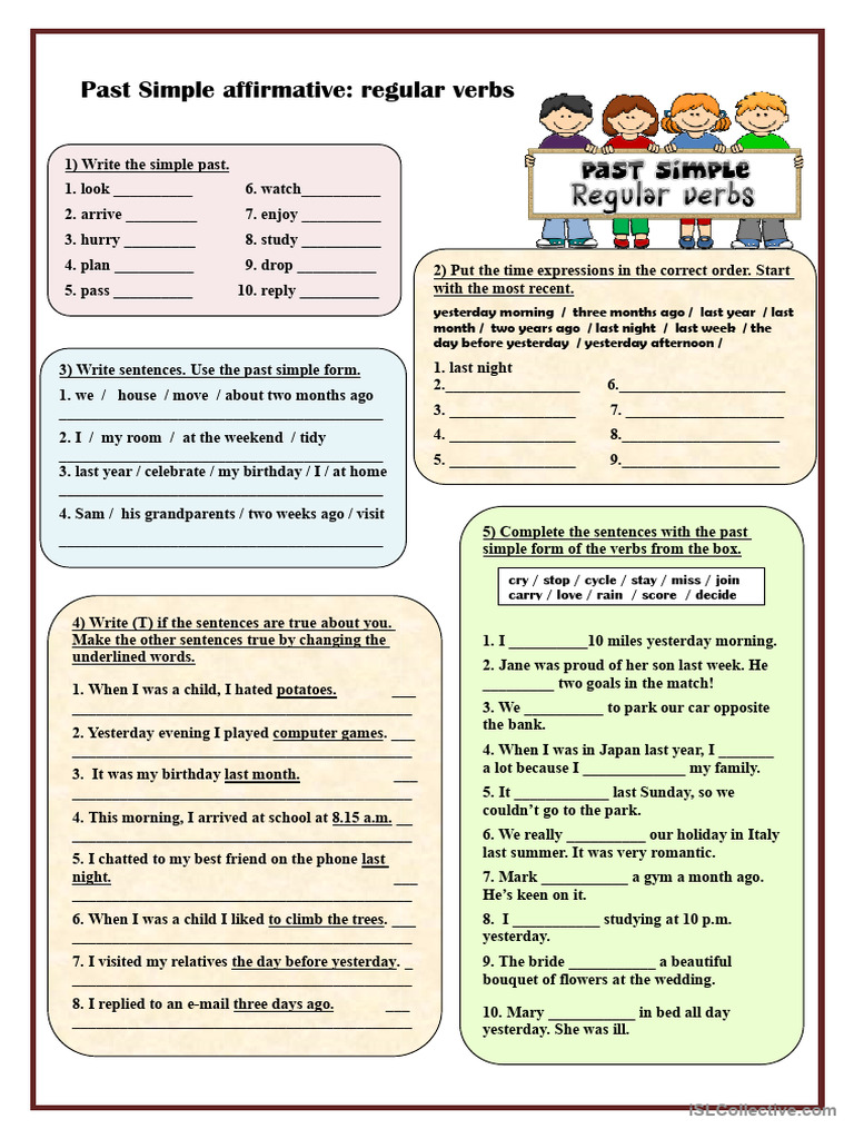 Past Simple Affirmative Regular Verbs | PDF | Linguistics | Grammar