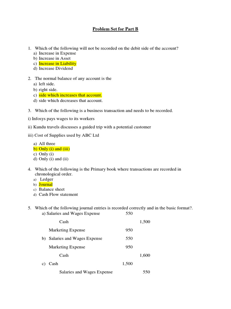 Part B - Problem Set - Solved | PDF | Debits And Credits | Expense