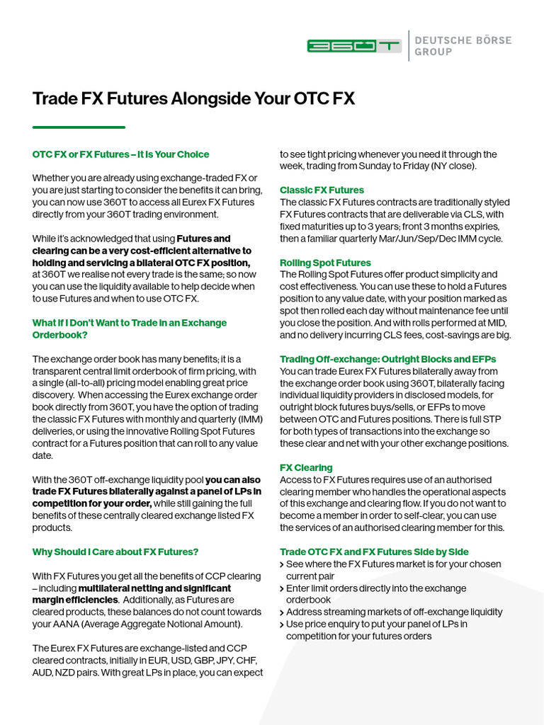 Trade FX Futures with 360T Access | PDF | Futures Contract | Over The ...