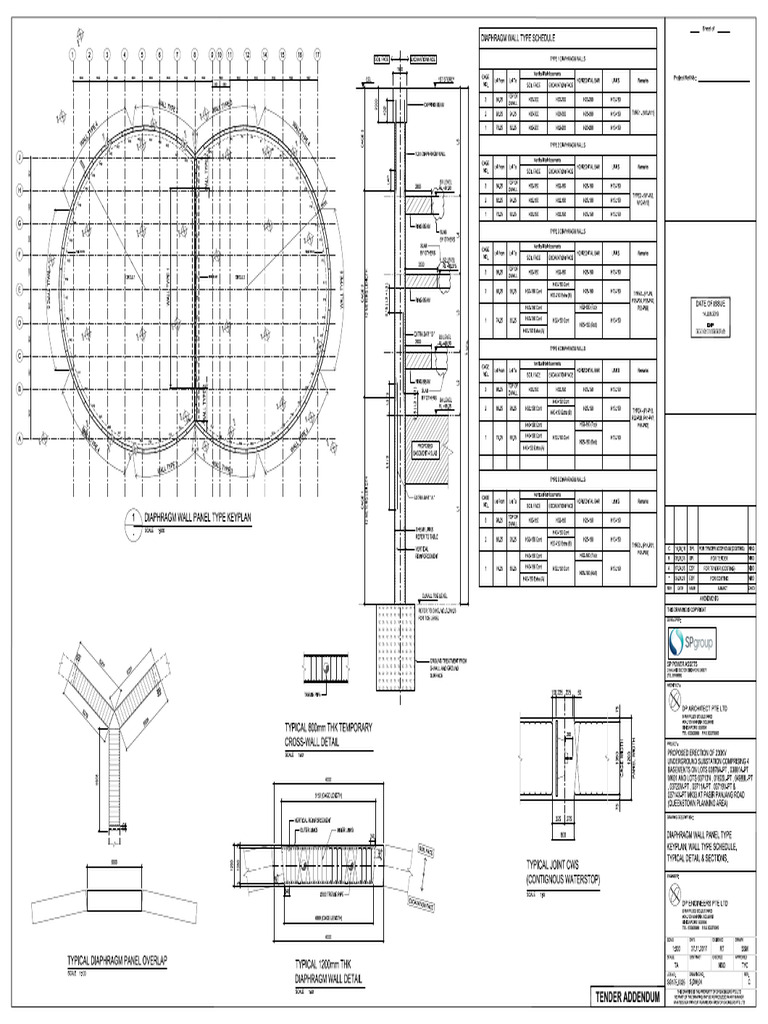 S.DW.04 - C - Diaphragm Wall Panel Type Keyplan, Wall Type Schedule ...