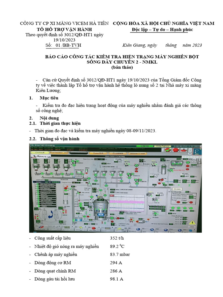 Bao cao ket qua đo đạc kiểm tra hiện trạng máy nghiền bột sống 2 -NMKL | PDF
