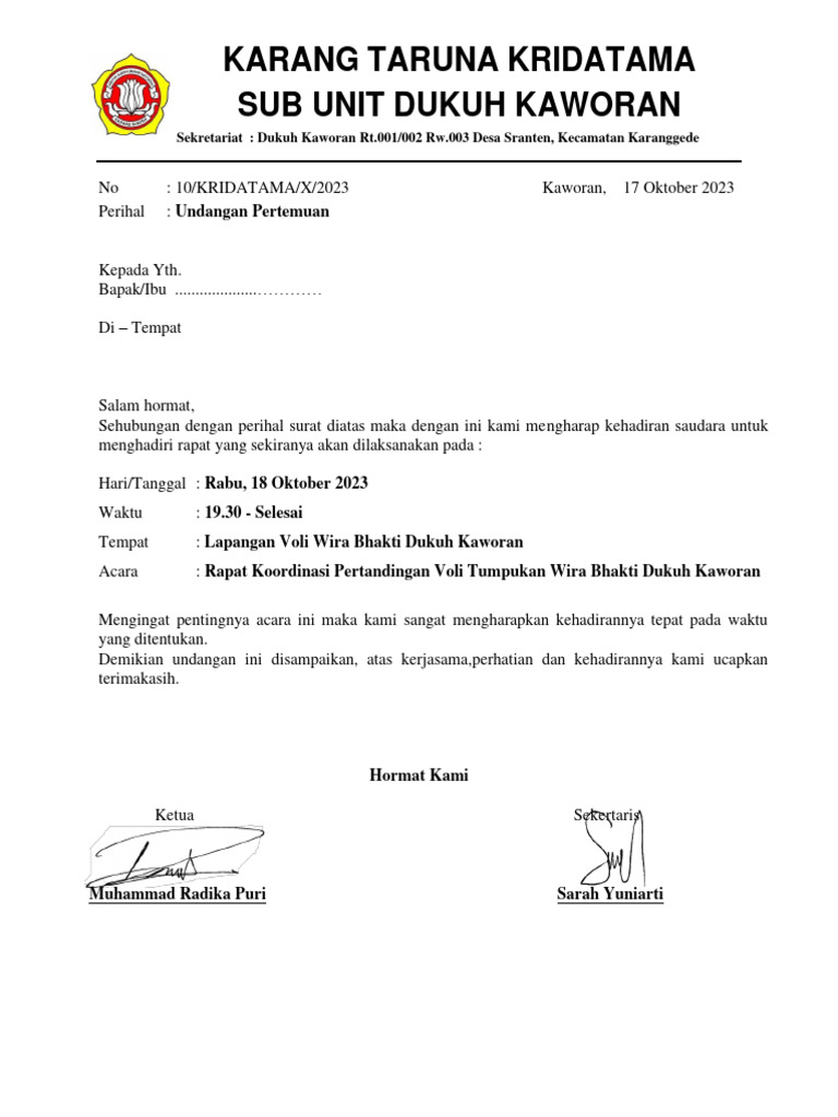 Surat Undangan Pertemuan Pdf