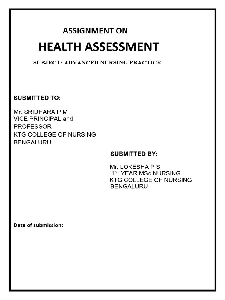Health Assessment Assignment | PDF | Physical Examination | Medical ...