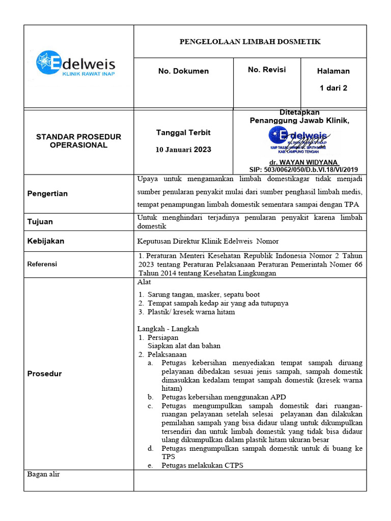 SPO Pengelolaan Limbah Domestik | PDF | Sains & Matematika