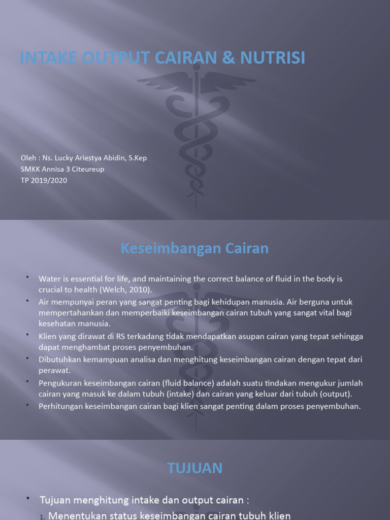 Intake Output Cairan & Nutrisi | PDF