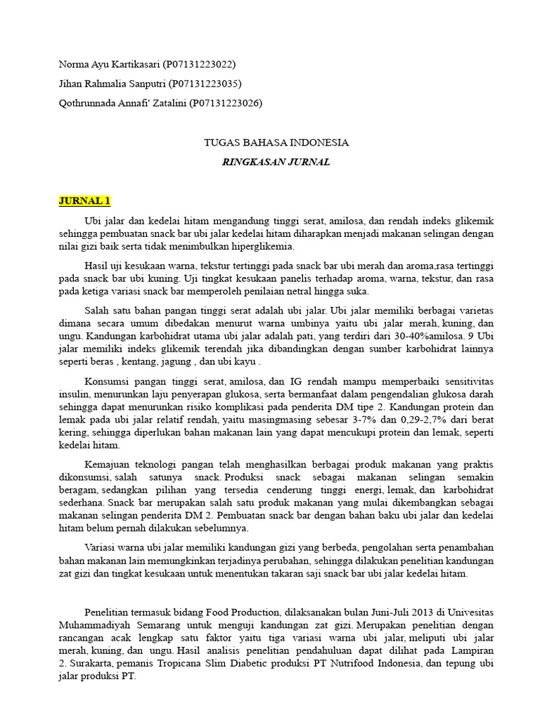 Ringkasan Jurnal - Tugas Bahasa Indonesia Kelompok | PDF | Kesehatan Holistik