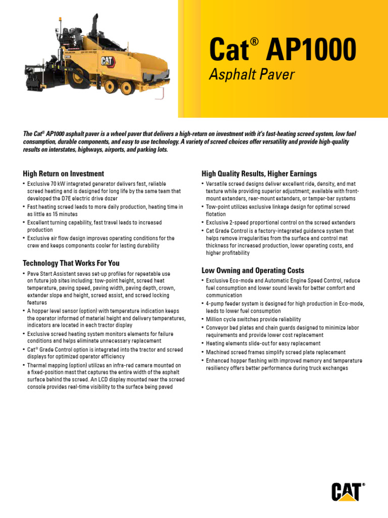 Cat AP1000: Asphalt Paver | PDF | Tractor | Vehicles