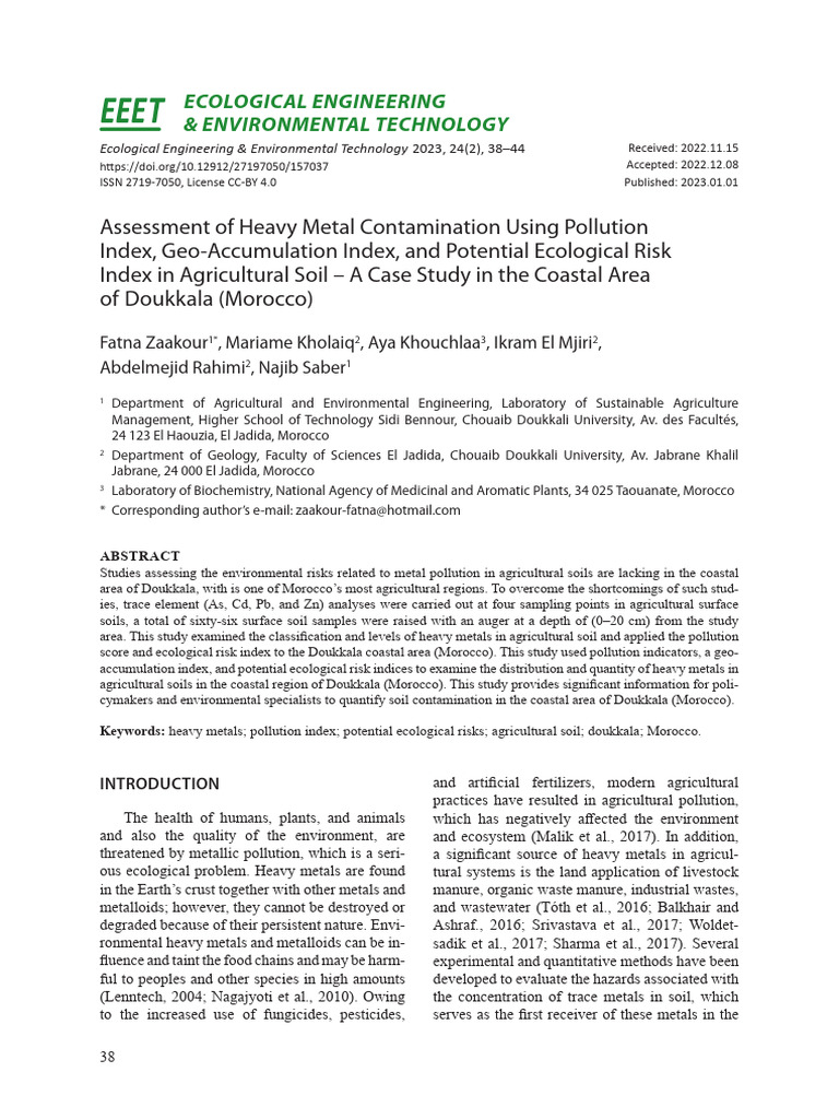 Geo-Accumulation Index | PDF | Pollution | Agriculture