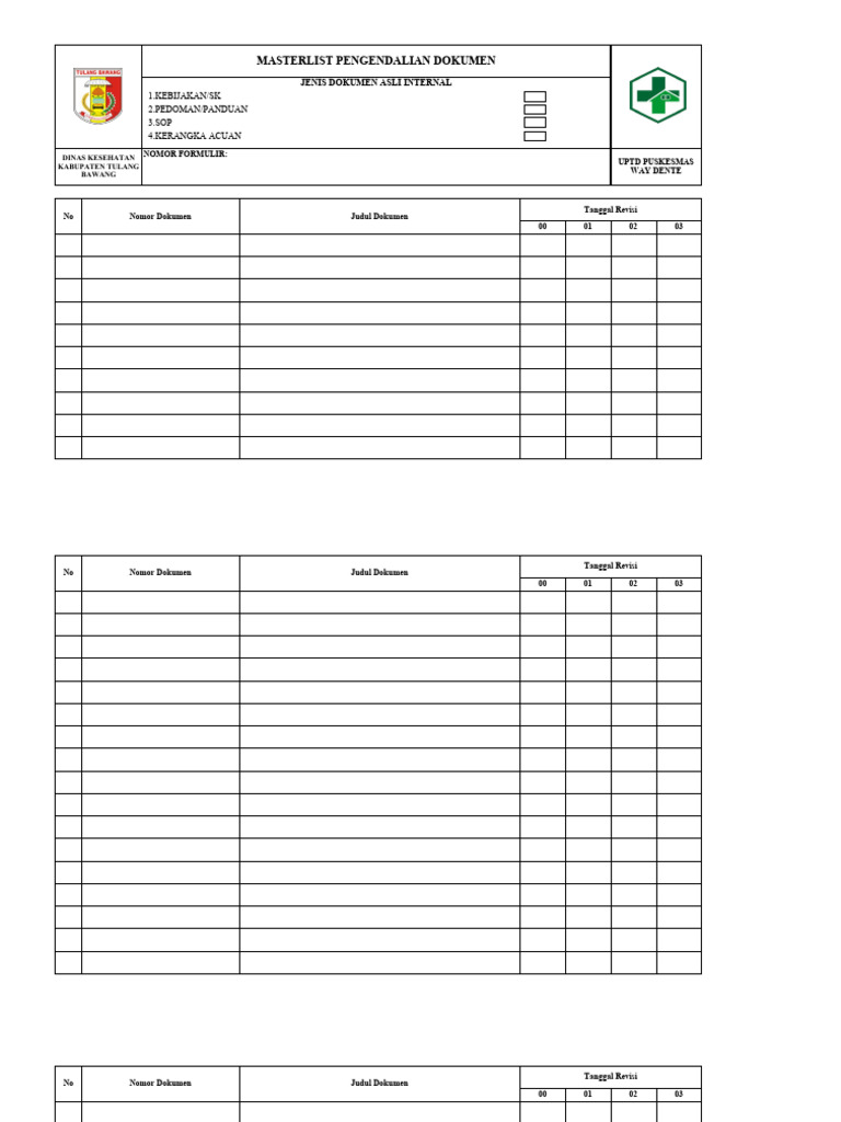 Masterlist Pengendalian Dokumen | PDF