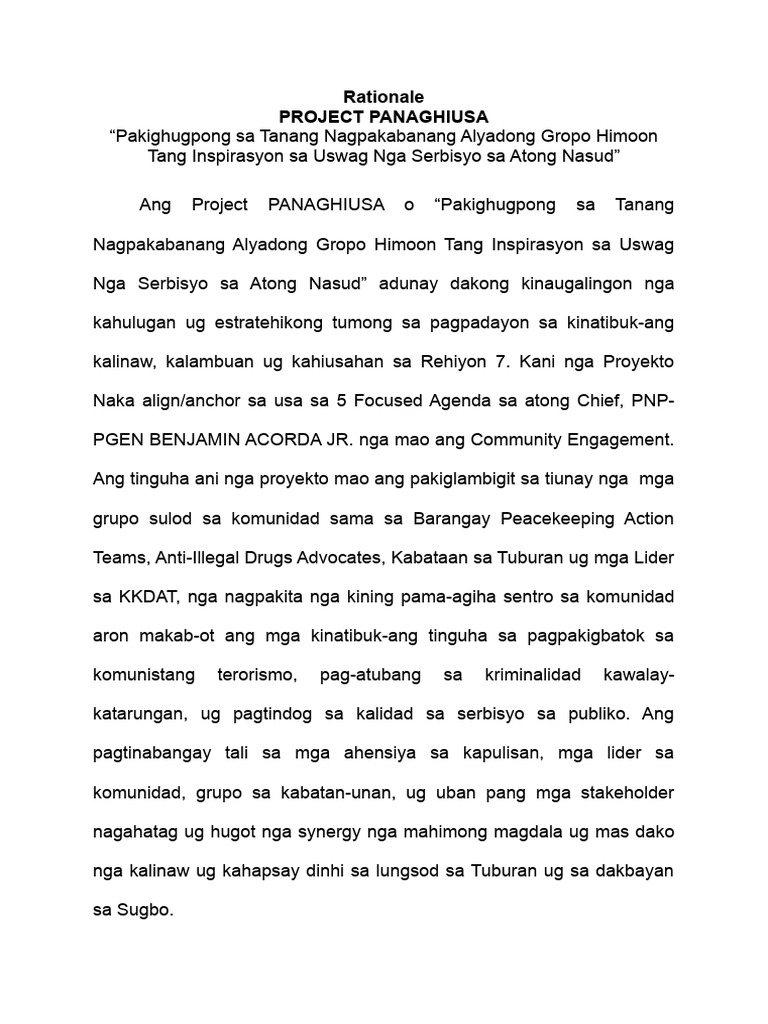 Project Panaghiusa | PDF