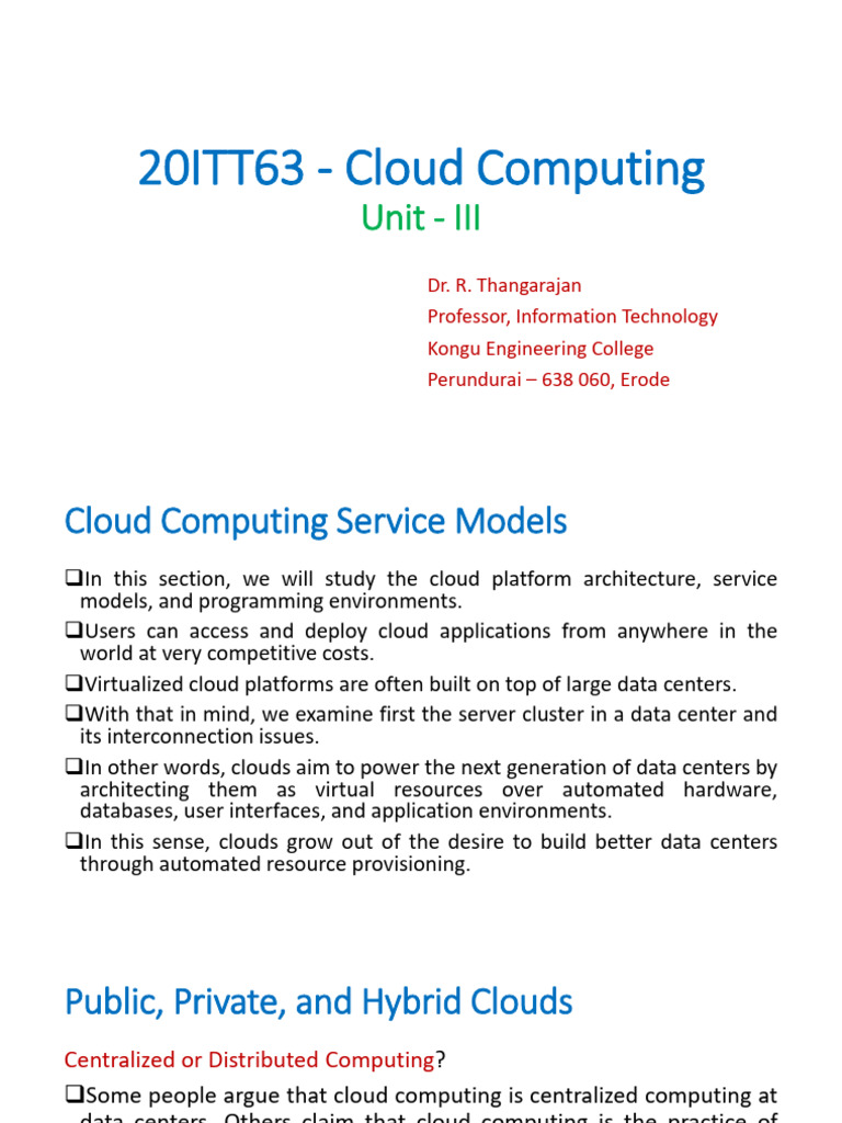 Cloud Computing Unit 3 Pdf Cloud Computing Computer Network
