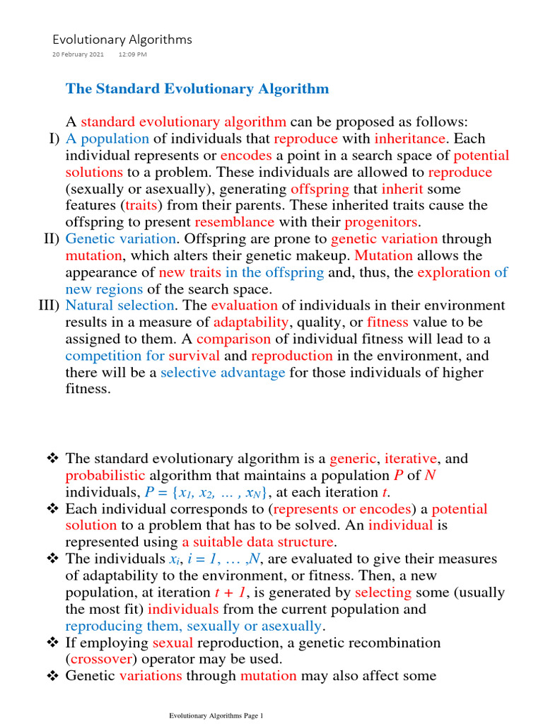 NIOT UnitII Evolutionary Algorithms | PDF | Evolution | Reproduction