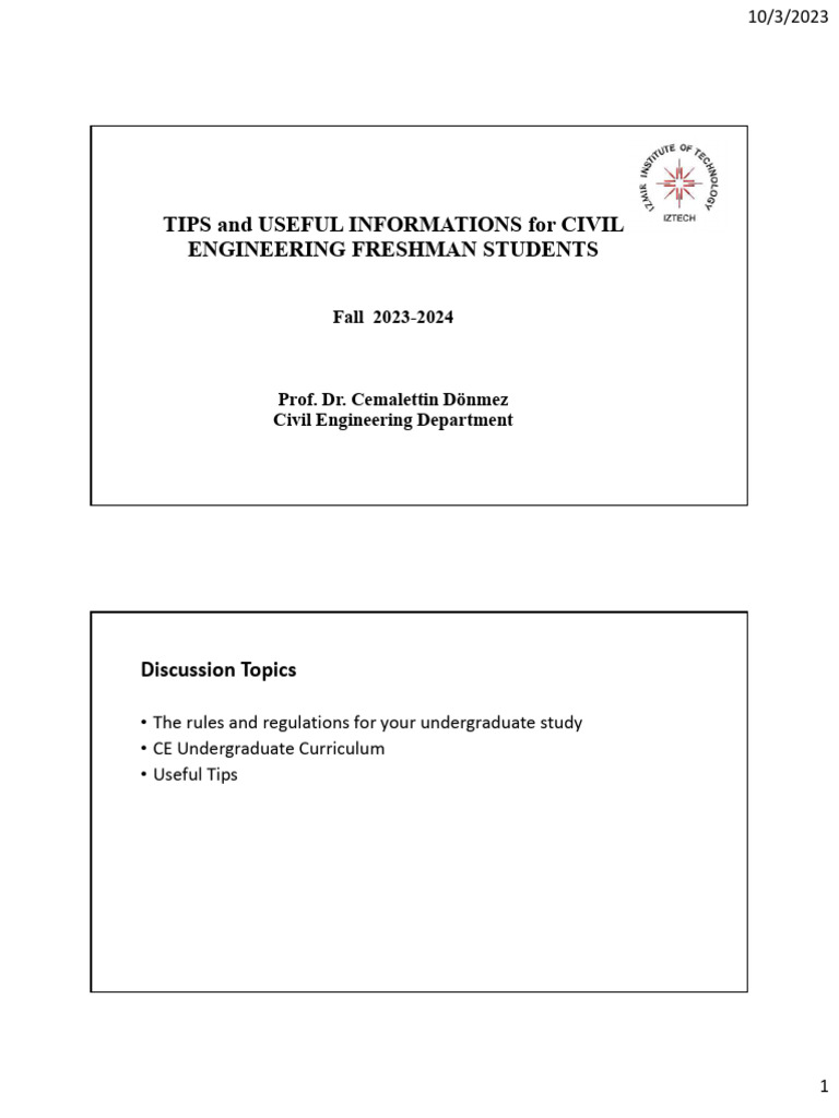 1 CE101 InfoPack 23-24fall | PDF | Engineering | Course Credit