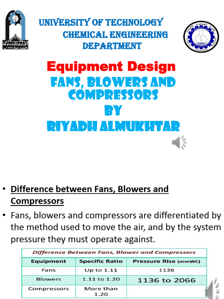 Fans, Blowers, and Compressors Explained | PDF | Mechanical Engineering ...