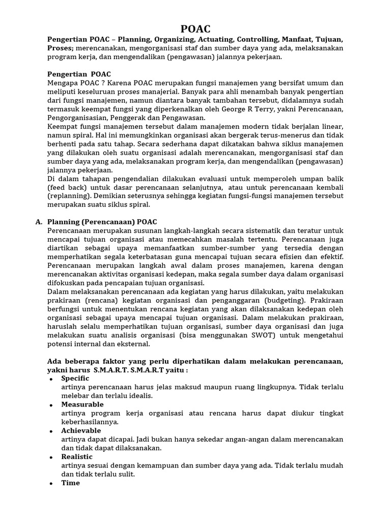 Pengertian POAC | PDF