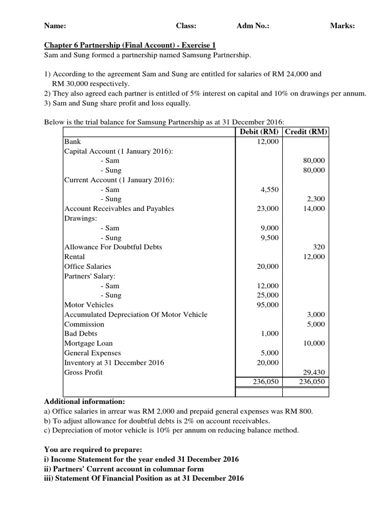 Chp 6 Partnership Exercise 1-4 | PDF | Debits And Credits | Interest