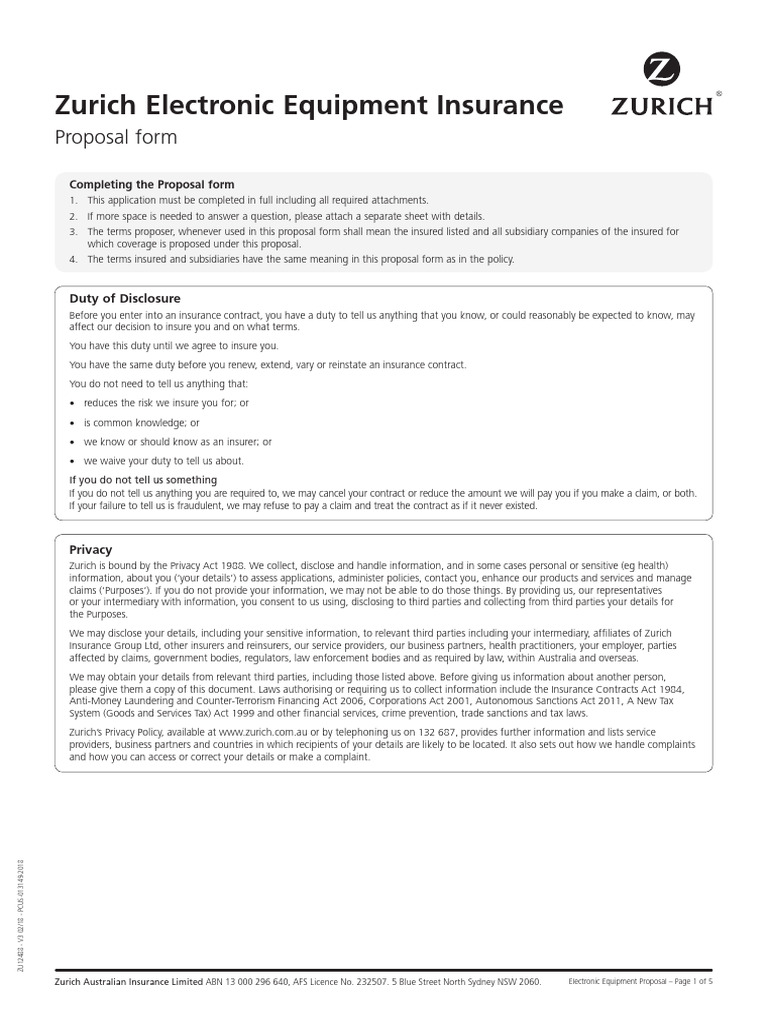 Electronic Equipment Insurance Proposal | PDF | Insurance | Indemnity