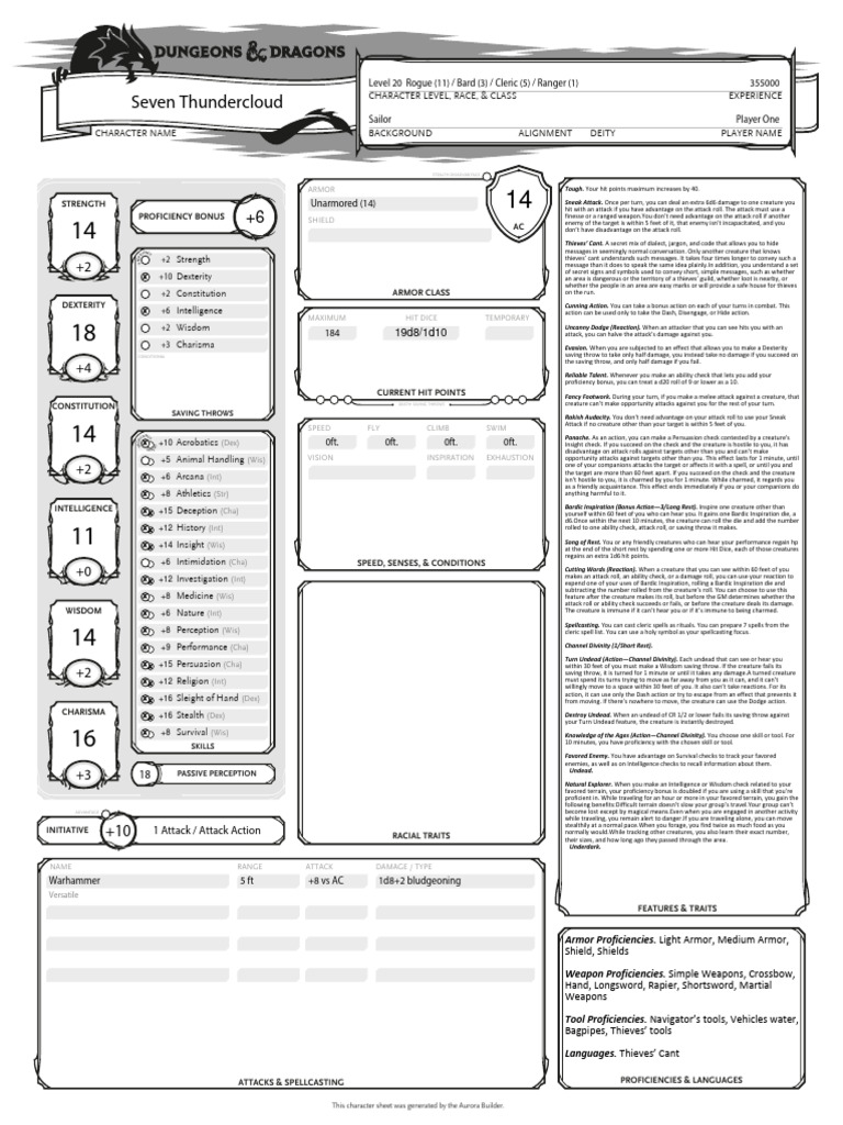 Seven Thundercloud | PDF | D20 System | Fantasy Role Playing Games