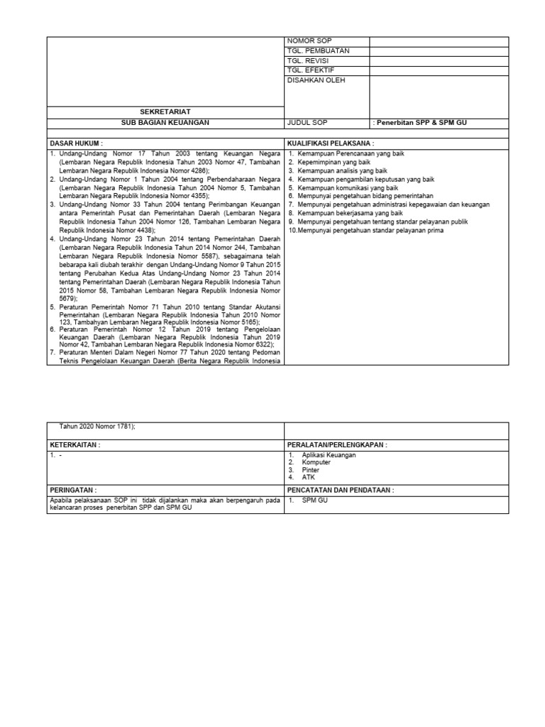 SOP Penerbitan SPP Dan SPM GU | PDF | Bisnis