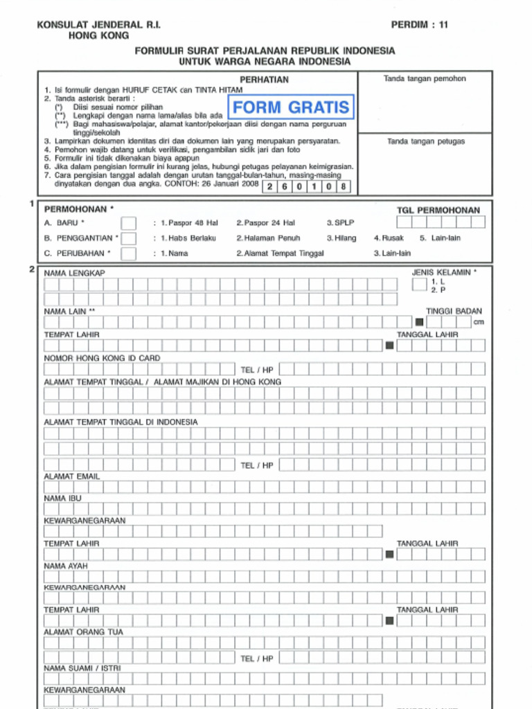 PERDIM 11 FORM PASPOR (2) | PDF