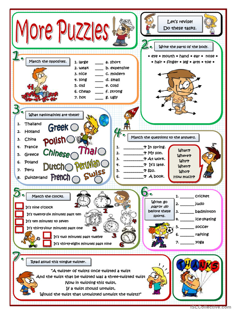 English PUZZLES A2 | PDF