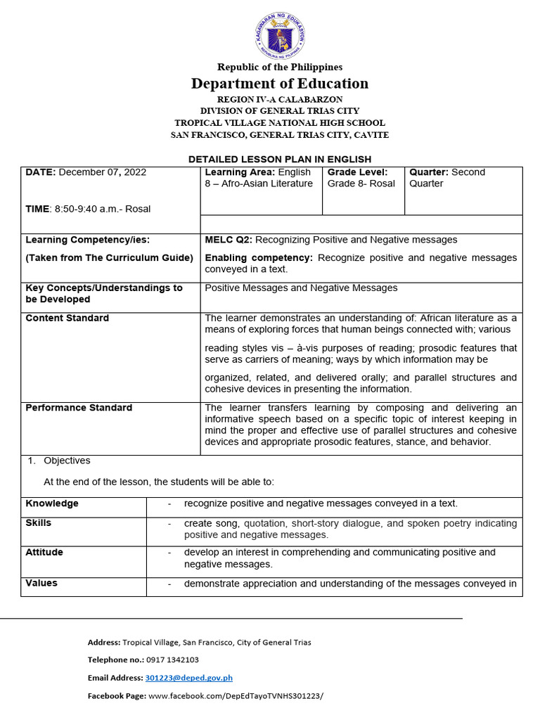 FINAL-DEMO-REVISED-LESSON-PLAN-1 | PDF | Learning | Facebook