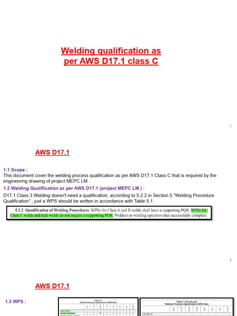 Welding Qualification Requiremnts As Per AWS D17.1 Class C | PDF