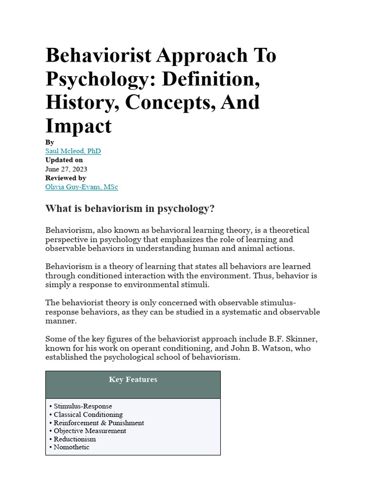 Behaviorism | PDF | Behaviorism | Classical Conditioning Behaviorism | PDF | Behaviorism | Classical Conditioning