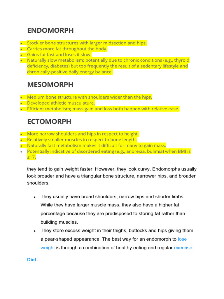 Ectomorph, Endomorph, Mesomorph | PDF | Dieting | Nutrition