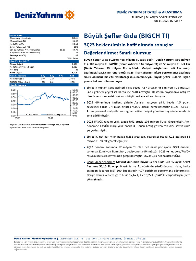 Deniz Yat R M Strateji Ve Ara T Rma BIGCH 3 23 Bilan o de Erlendirme 4996 | PDF