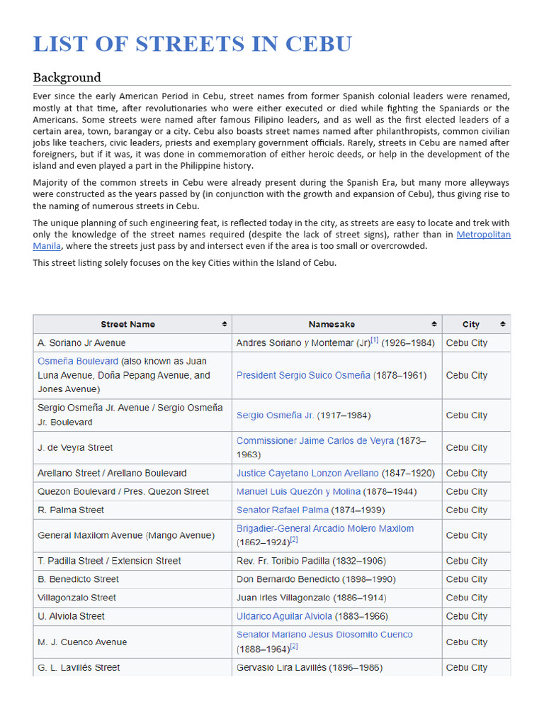 List of Streets in Cebu | PDF
