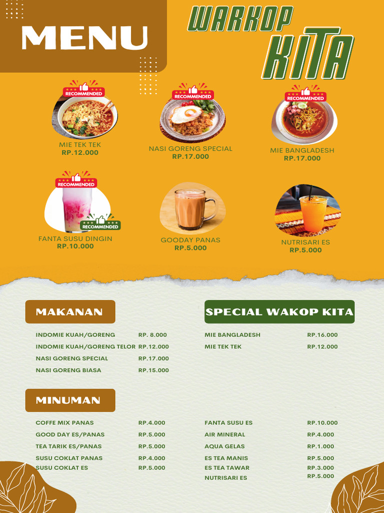 Hijau Sederhana Warkop Makanan Menu - 20231102 - 211834 - 0000 | PDF