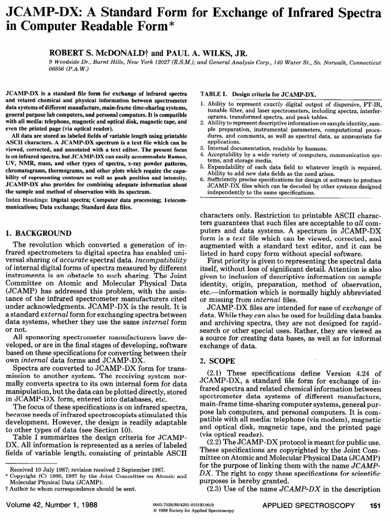 Jcamp-Dx Ir 1988 | PDF | Spectroscopy | Computer File