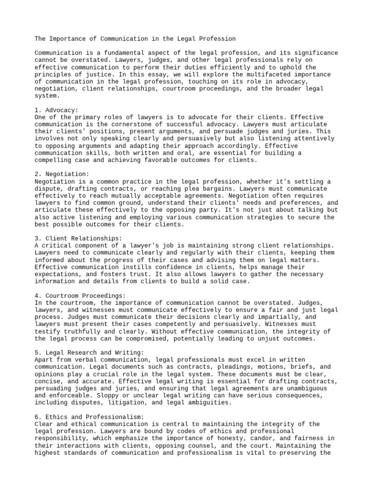The Importance of Communication in Legal Profession | PDF | Alternative ...