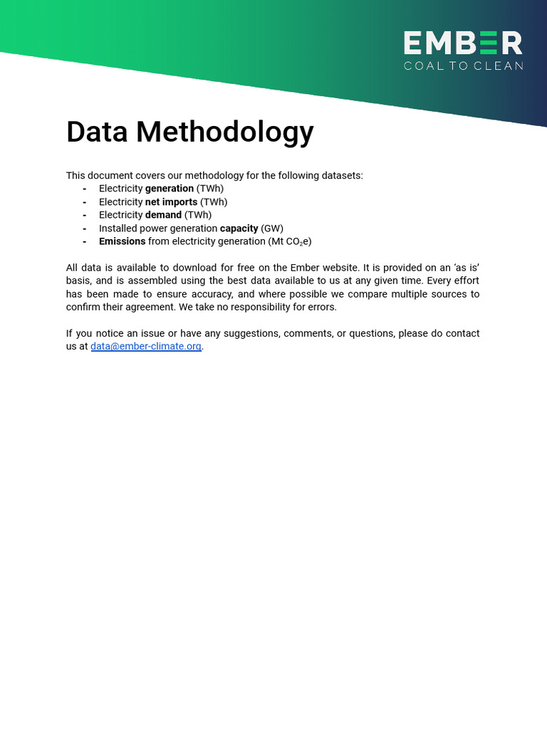 Ember Electricity Data Methodology | PDF | Greenhouse Gas | Renewable Energy
