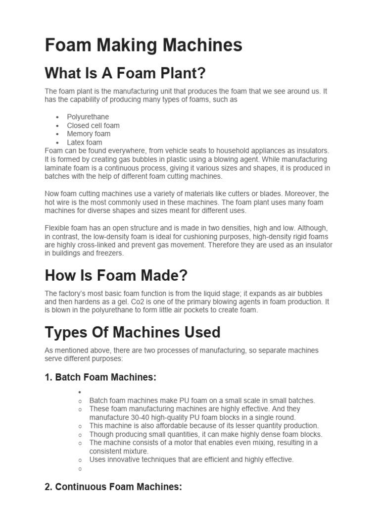 Foam Making Process | PDF | Polyurethane | Foam