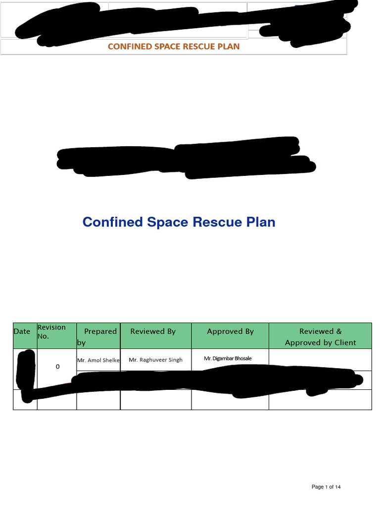 SBPL-Confined Space Rescue Plan | PDF | Ventilation (Architecture) | Risk