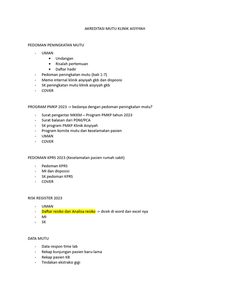 (Dita) Akreditasi Mutu Klinik Aisyiyah | PDF | Komputer
