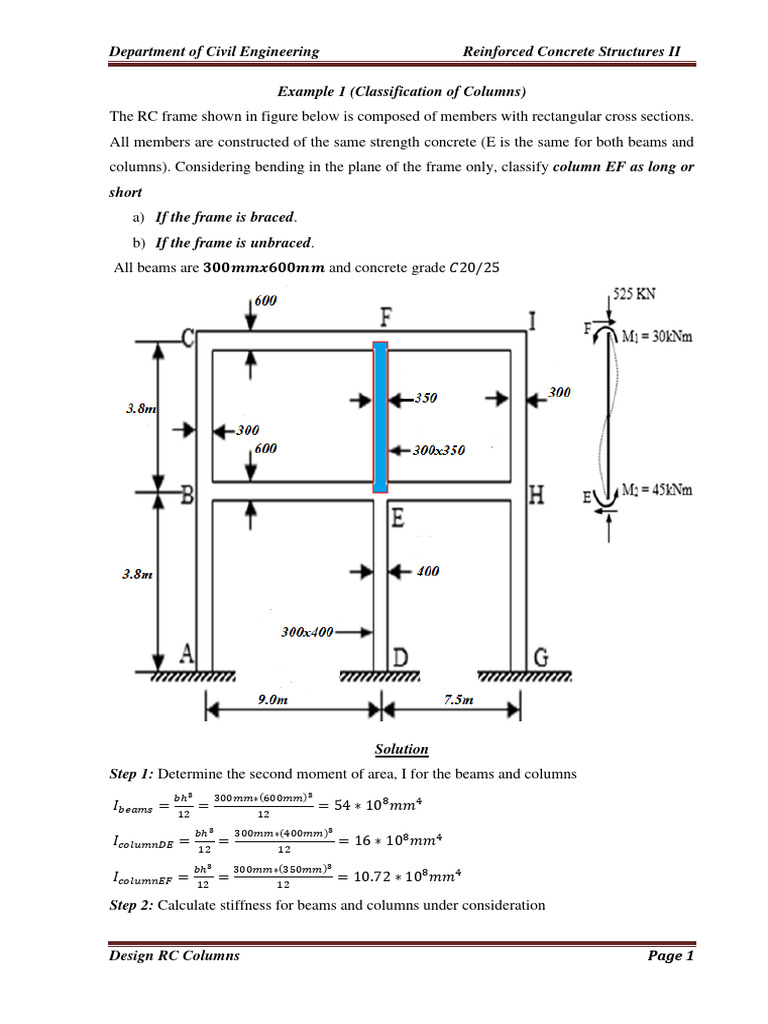 Design Examples of RC Columns | PDF | Beam (Structure) | Buckling