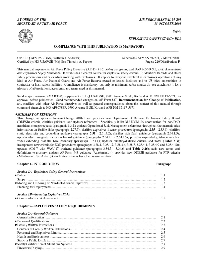 Usaf Afman 91 201 | PDF | Ammunition | Bomb Disposal
