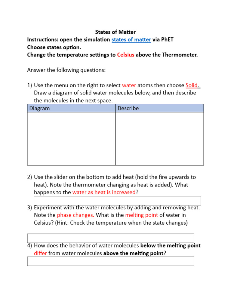 States of Matter - Basic PhET | PDF | Heat | Gases
